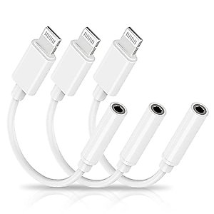 Lightning to 3.5 mm Headphone Jack Adapter, 3 Pack[Apple MFi Certified] Headphone Adapter Jack for iPhone 3.5mm AUX Cord Dongle Cable Compatible with iPhone13/SE 2020/12/11/XS/XR/X/8/7(White)