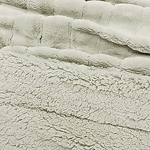 Home Soft Things Super Mink Faux Fur Throw, 60" x 80'', Oatmeal, Luxurious Fluffy Cozy Elegant Throw with Sherpa Backing Fuzzy Throw for Couch Living Room Bedroom Home Décor