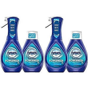 Dawn Powerwash Spray Starter Kit, Platinum Dish Soap, Fresh Scent, 1 Starter Kit + 1 Powerwash Refill, 16 fl oz each (Pack of 2)