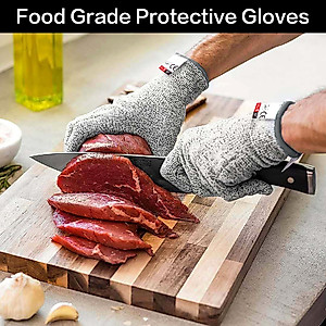 mearens Cut Resistant Gloves, Food Grade Safety Gloves Kitchen Anti Cut Gloves for Cutting, Level 5 Proof Cutting Work Gloves (Medium)