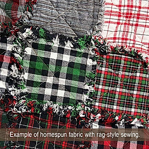 Holiday Hearth 3 Tartan Plaid Christmas Cotton Homespun Fabric by JCS - Sold by The Yard