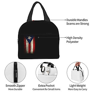 Canesert Insulated Lunch Bag Reusable Cooler Thermal Puerto Rico Tote Bag With Front Pocket For Women Men Travel Work Hiking Picnic