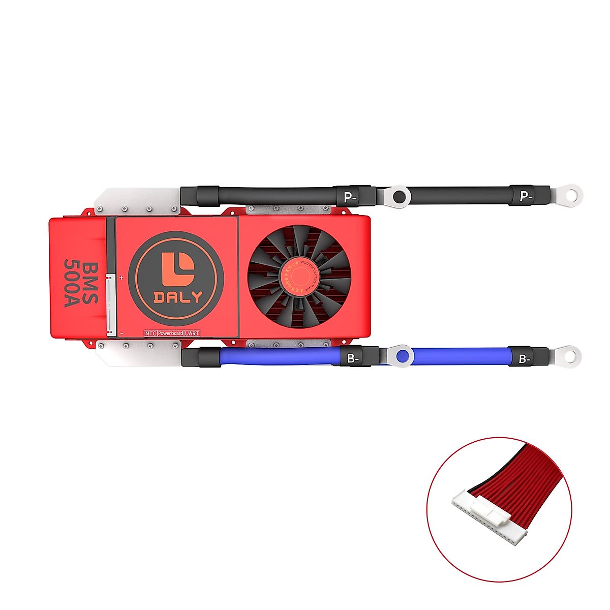 DALY Smart BMS Li-ion 60V 16S 500A with Cooling Fan, with Visible Data Monitoring App Bluetooth Module, UART Communication for Rated 3.7V Lithium Battery Pack Management(Smart BMS,500A Fan)