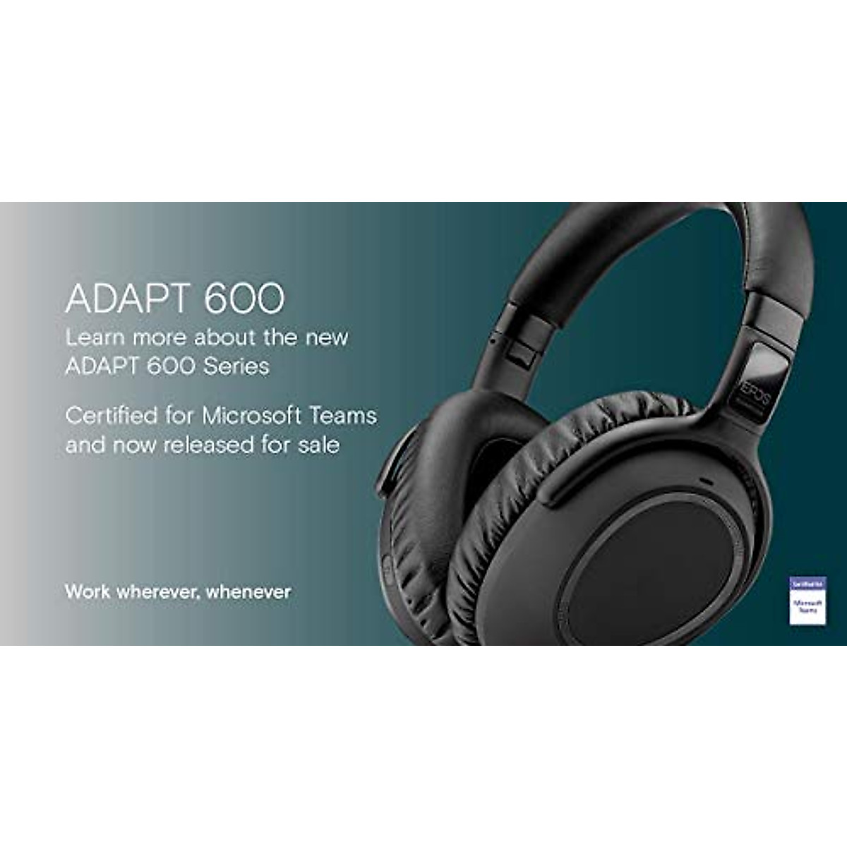 EPOS | SENNHEISER Adapt 660 (1000200) - Dual-Sided, Dual-Connectivity, Wireless, Bluetooth, Adaptive ANC Over-Ear Headset | for Desk/Cell Phone & Softphone | Teams Certified (Black)