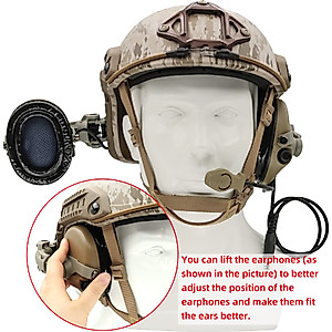 COMBATGEAR Tactical Headset with ARC Rail Adapter Ear Defender Airsoft Headphone Come with K 2 pin Push to Talk (Tan)