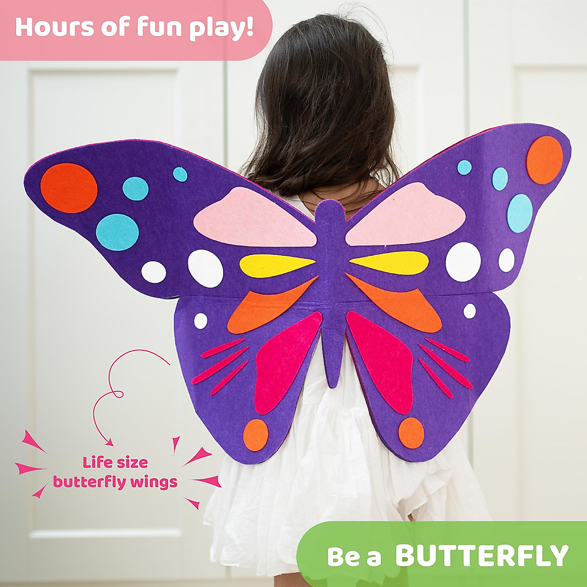 jackinthebox Butterflies Costume Craft kit for 3 to 5 Year olds, 3 Craft Projects, No Mess Art for Kids, Craft Kits & Supplies, DIY Creative Activity, Great Gifts for Girls Ages 3 4 5