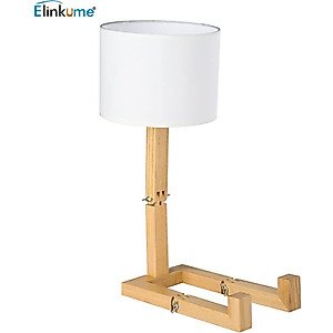 ELINKUME Cute Desk Lamp,Unique Table Lamps,Wood Bedside Table Lamp Fun Funky Person Lamp Wooden Robot Cute Lamps for Bedrooms