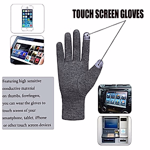 Tomily Womens Touch Screen Phone Fleece Windproof Gloves Winter Warm Wear (Gray)