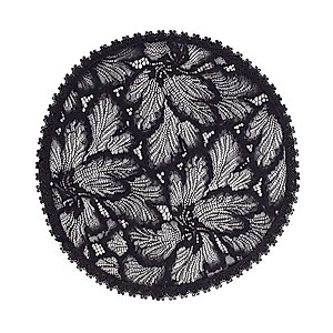 PAMOR Chapel Cap Veil Floral Lace Mantilla Inspired Circle Round Head Covering (Black)