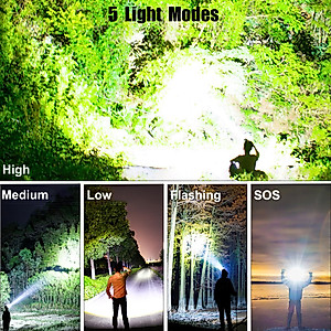 LED Rechargeable Headlamp, 90000 Lumens Super Bright with 5 Modes and IPX6 Level Waterproof USB Rechargeable Headlamp, 90° Adjustable, Suitable for Outdoor Camping, Running, Cycling,Climbing, Etc
