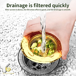 Snailhouse Kitchen Sink Strainers, 2 Pack Stainless Steel Mesh Sink Drain Basket Food Catcher, Large Wide Rim of 4.5 Inches Diameter, Gold