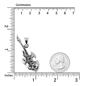 WithLoveSilver 925 Sterling Silver Rock Fire Electric Guitar Charm Pendant