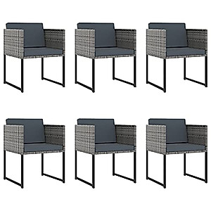 vidaXL Patio Dining Set with Cushions 13 Pieces Garden Poolside Courtyard Home Party Dinner Tables and Chairs Furniture Poly Rattan Black