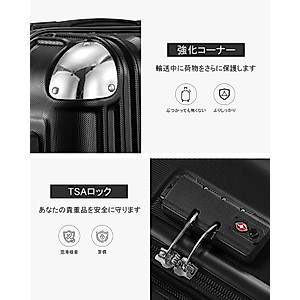 SunnyTour 24" Expandable Checked Luggage, Hard Shell Spinner Suitcase with Wheels for Business/Travel (Black)