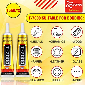 ALECPEA Upgrade T-7000 Black Adhesive Glue - 2PCS 15ml | High-Performance Waterproof Adhesive for Precision Repairs, Perfect for Phone, Electronics, Jewelry, and Crafts