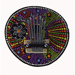 Kalimba Thumb Piano Mbira 7 keys Coconut Shell Musical Instrument Beginner Aboriginal Dot Design