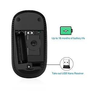 Vssoplor Wireless Mouse, 2.4G Slim Portable Computer Mouse with Nano Receiver Quiet Silent Optical Laptop Mouse for Notebook, PC, Laptop, Computer-Black and Gray