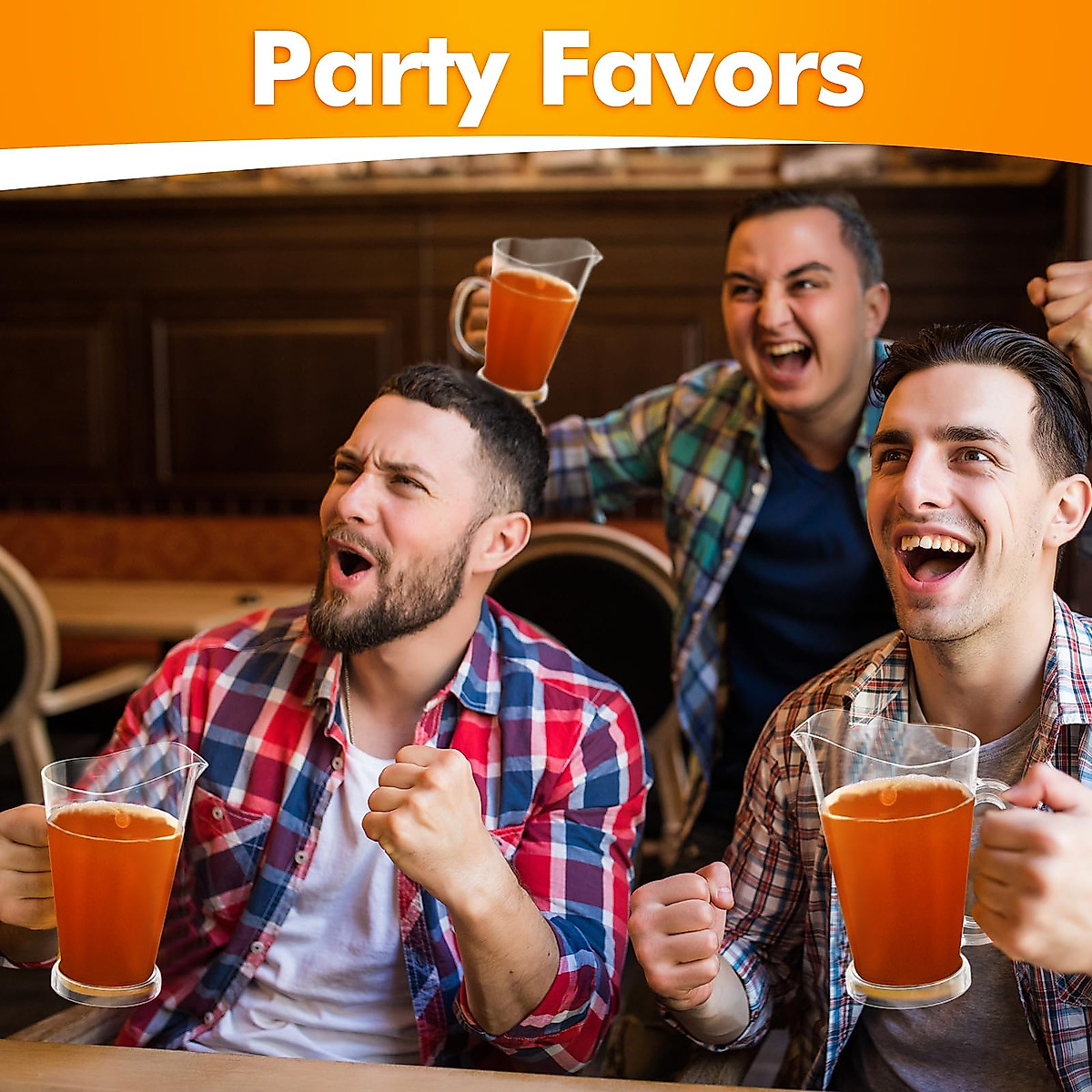 Tioncy 16 Pcs Clear Plastic Drink Pitcher Bulk 34 oz, Water Pitcher with Handle Beverage Pitchers Beer Ice Pitcher Restaurant Serving Jug for Wedding Table Xmas Party Container