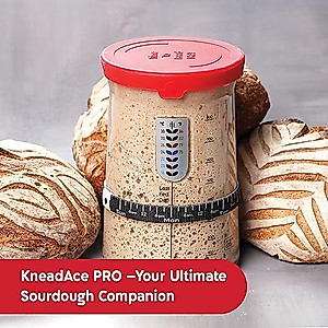 KneadAce Pro Sourdough Bread Starter Kit - 34 oz Large Capacity Sourdough Starter Jar with 5 unique features for the perfect sour dough bread & sourdough starter kit - sourdough bread baking supplies
