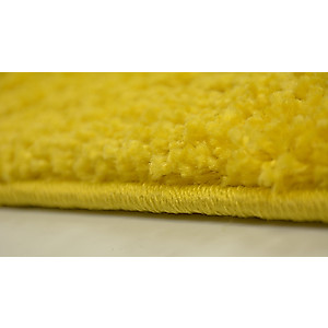 SOHO Shaggy Collection Solid Color Shag Area Rug Rugs 7 Color Options (Yellow, 8 x 10)