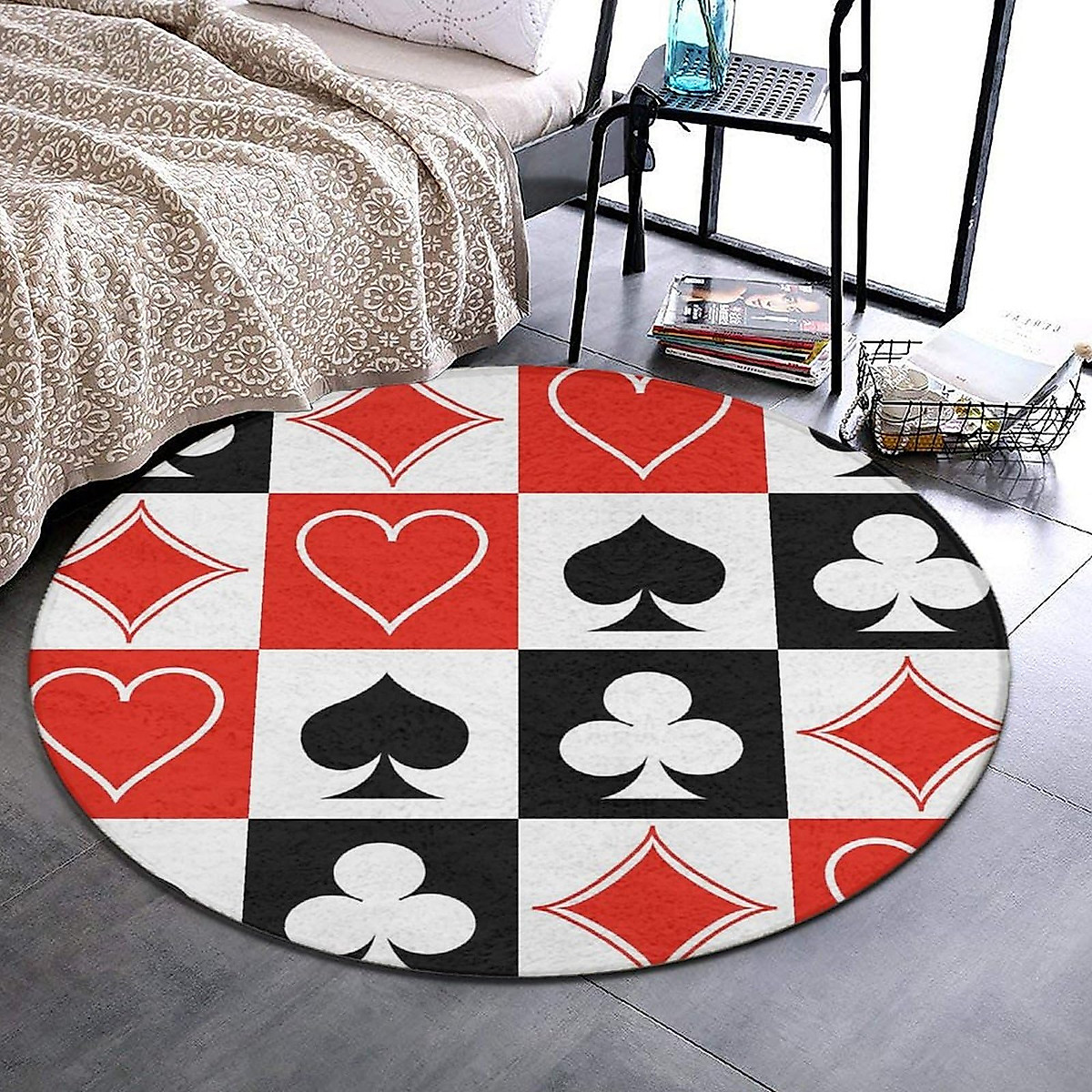 Meaudiwes Suits Hearts Diamonds Clubs Spades Grid Poker Non Slip Door Mat Outdoor Decorative Garden Office Bathroom Bedroom Living Room Door Mat with Non Slip Inside & Outside Area Rug Floor Mat