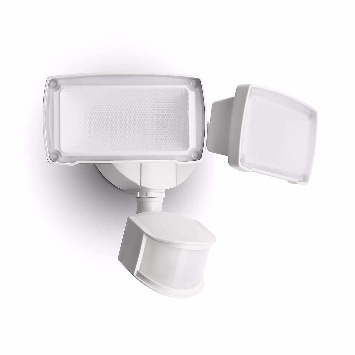 LUTEC 38W 3500 Lumen LED Motion Activated Integrated Dual-Head Floodlight Outdoor with Motion Sensor, 5000K Daylight, Dusk to Dawn, Exterior Security Wall Light for Patio, Garden, Yard(White)