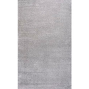 JONATHAN Y SEU100K-5 Haze Solid Low-Pile Indoor Area-Rug Casual Contemporary Solid Traditional Easy-Washing Bedroom Kitchen Living Room Non Shedding, 5 ft x 8 ft, Light Gray