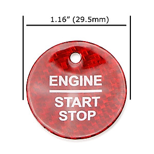 iJDMTOY Gloss Red Real Carbon Fiber Keyless Engine Start/Stop Push Start Button Cover w/Indicator Light Opening, Compatible with Ford F-150 Raptor Explorer Fusion Expedition Edge Taurus, etc