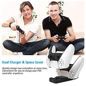 Charging Dock for PS5 Controller, DualSense Charger for Playstation 5, Dual Controller Charger Stand with Type-C Charging Cable