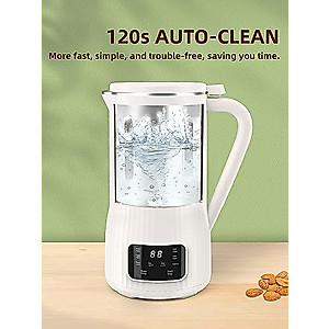 BUAIAHUG 20oz Nut Milk Maker Machine - Multi-Functional Automatic Almond Milk Machine with 10 Blades, Plant-Based Milk, Oat, Soy, Oat, and Dairy Free Beverages with 12 Hours Timer/Auto-clean/Room Temp/Keep Warm/Boil