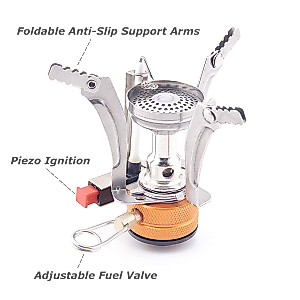 Ultralight Backpacking Stove Portable Camping Stove with Piezo Ignition Perfect for Camping, Hiking and Backpacking Trips