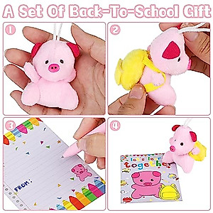 Fovths 24 Set Mini Back to School Jungle Stuffed Animals Bulk with Schoolbag Cards Keychain Animal Plush Toys Party Favors Classroom Gifts for Students