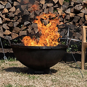 Titan Great Outdoors Hemisphere Fire Pit with Screen and Poker 32" Cast Iron