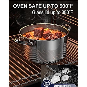 Cooks Standard Dutch Oven Casserole with Glass Lid, 7-Quart Classic Stainless Steel Stockpot, Silver