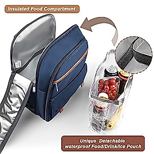 Sunflora Picnic Backpack for 2 Person Set Pack with Insulated Waterproof Pouch for Couple Outdoor Camping (Navy)