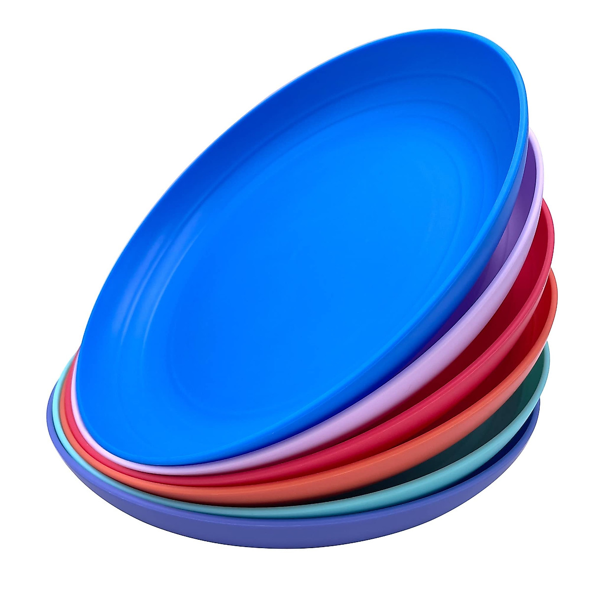 YUYUHUA Kids Plastic Plates Reusable – Unbreakable Everyday Dinner Plates 8 inch set of 6 - BPA Free Dishwasher & Microwave Safe Hard Plates for Kitchen, Party, Camping, Outdoor