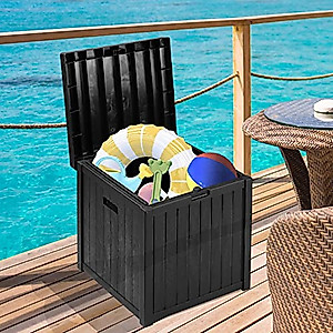 Vandue Modern Home La Jolla Weatherproof Outdoor 51 Gallon Storage Deck Box w/Lid (Black)
