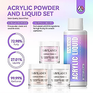 Saviland Acrylic Nail Kit French Sculpture Set: Clear/Nude/Pink Acrylic Powder and Liquid Set Acrylic Nail Brush Cuticle Oil for Nail Care Professional DIY Acrylic Nail Art Beginner Acrylic Nail Kit