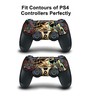 Vinyl Decal Skins for PS4 Console and Controllers- Protective Stickers Cover for PS4 Playstation 4 Console & Two Controllers Accessories -Red and Orange