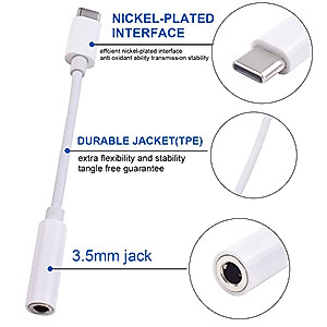 Type C to 3.5mm Headphone Adapter,USB C to 3.5 Headphone Jack Aux Adapter,Universal Digital Chip Type-c to Aux Cable Compatible with Redmi note11pro/Samsung Galaxy S22 S21 S20/Huawei P50 Pro and More
