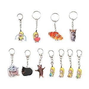Cute Banana Meme Keychain Students Funny Happy Love Bread Black Chain Small Jewelry Lanyard Phone Pendant Cats
