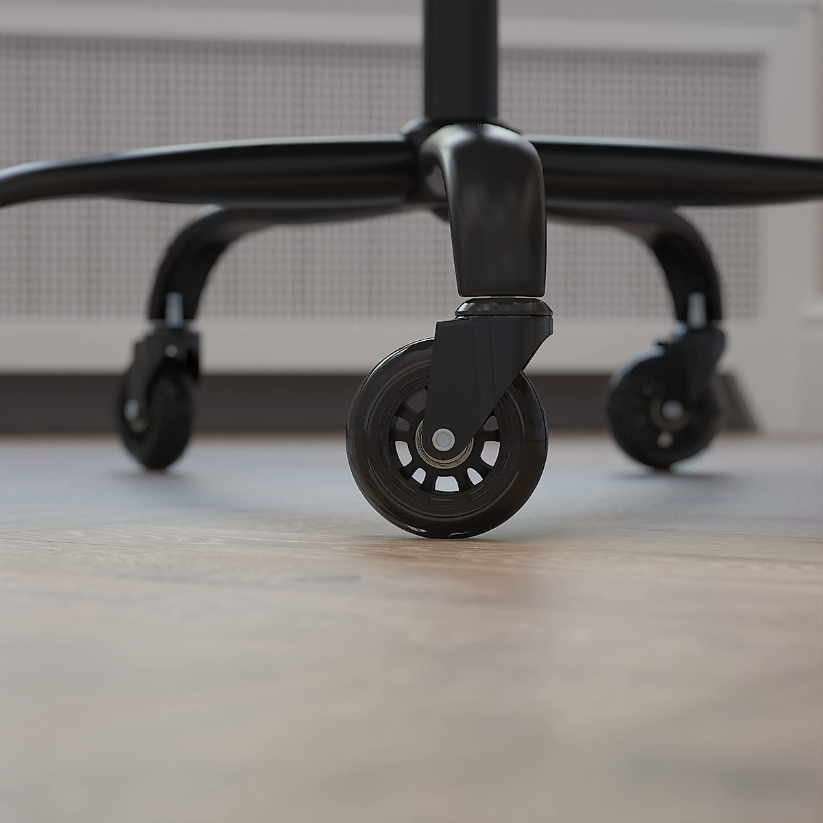 Flash Furniture Set of 5 Replacement Rollerblade Casters for Commercial & Home Office Chairs - Transparent Polyurethane Rollerblade Wheels - Hardwood & Carpet