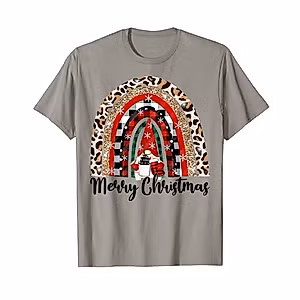Merry Christmas Leopard Gnome Lover Rainbow Stocking Stuffer T-Shirt