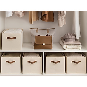 StorageWorks 45L Extra Large Fabric Storage Bins with PU Handles 2-pack, 32L Decorative Storage Bins for Shelves 3-pack,