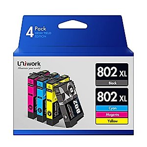 802XL Ink Cartridge, Remanufactured 802 Ink Cartridge Replacement for Epson 802XL 802 XL Ink Cartridge Combo Pack T802XL use for Workforce Pro WF-4740 WF-4730 WF-4720 WF-4734 EC-4020 EC-4030 (4 Pack)