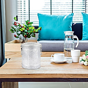 DIYEAH Mini Galvanized Trash Can with Lid, Mini Desktop Wastebasket Small Metal Buckets Metal Rubbish Bin Garbage Can Flower Pot Pen Holder for Kitchen Countertop A