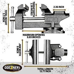 6-Inch Bench Vise Heavy duty Vice for Workbench, Utility Combination Pipe Table Vise Forged Steel Construction and Swivel Base