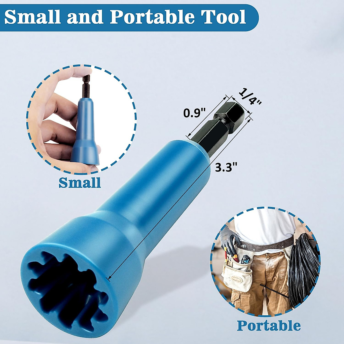 Wire Twisting Tool, Wire Spin Twister Nut, Spin Twist Wire Connector Socket, Wire Twisting Spinner, Wire Spin Driver Nut, Wire Twister Tool for Drill and Wire Connector Driver with 1/4" Chuck (Blue)