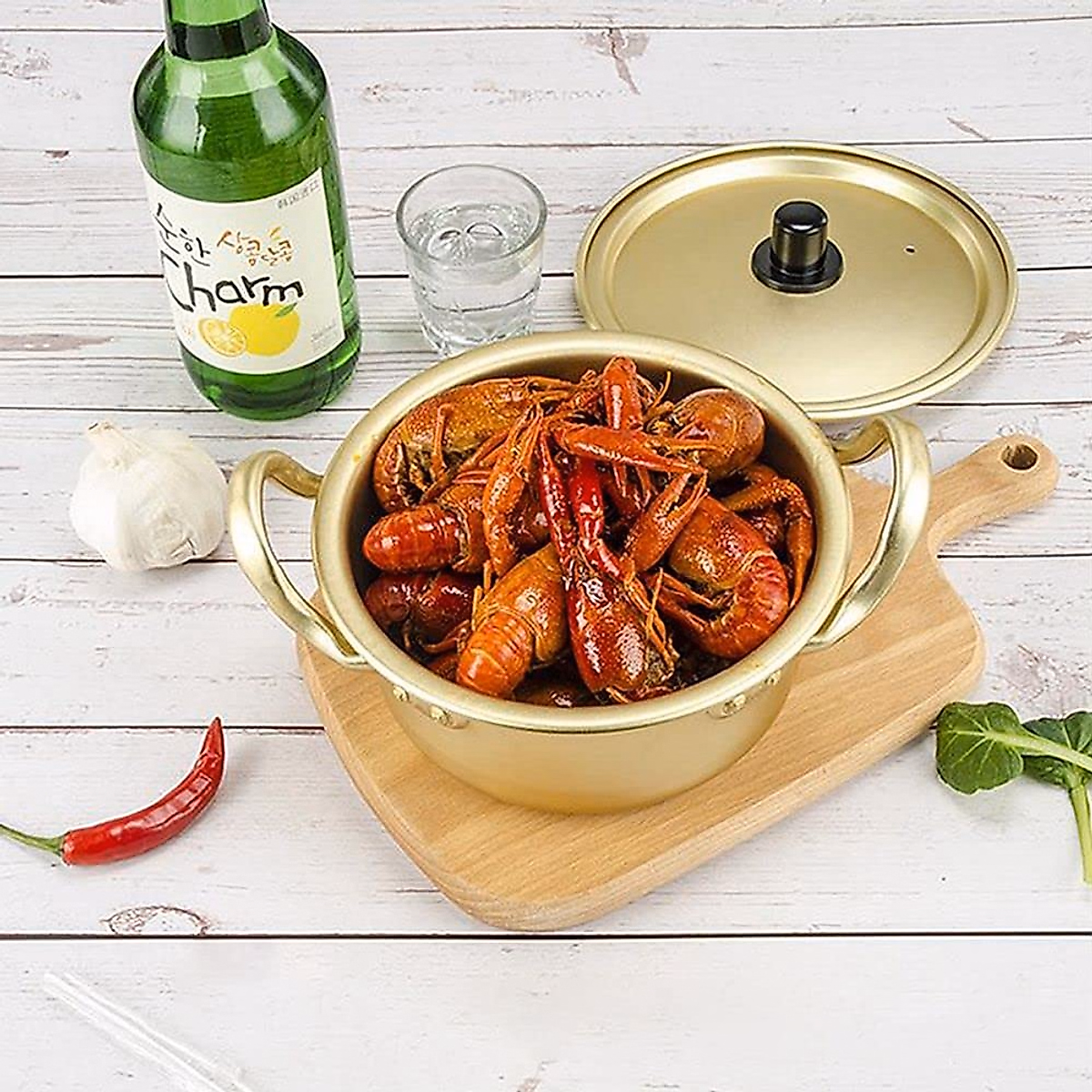 Korean Style Ramen Noodles Pot Aluminum Soup Pot with Lid Kitchen Tools Fast Cooking Pot Noodle Pot(14CM)