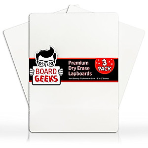 Board Geeks 3 Classroom Dry Erase Board for Kids 9"x12"- Small White Boards for Students, White Board for Kids, Teacher - Double Sided Small White Board | Mini White Boards | Small whiteboard (3- Pk)